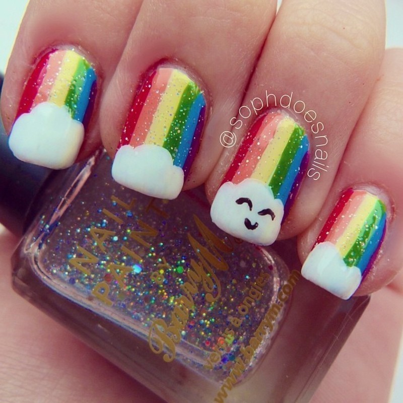 Nailpolis Museum of Nail Art | Happy Rainbow Clouds by sophdoesnails ...